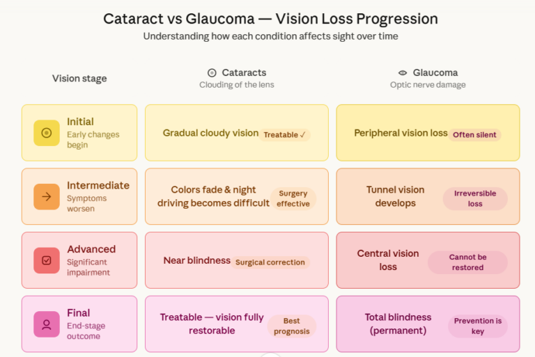 Cataract vs Glaucoma: Symptoms, Risks & Differences